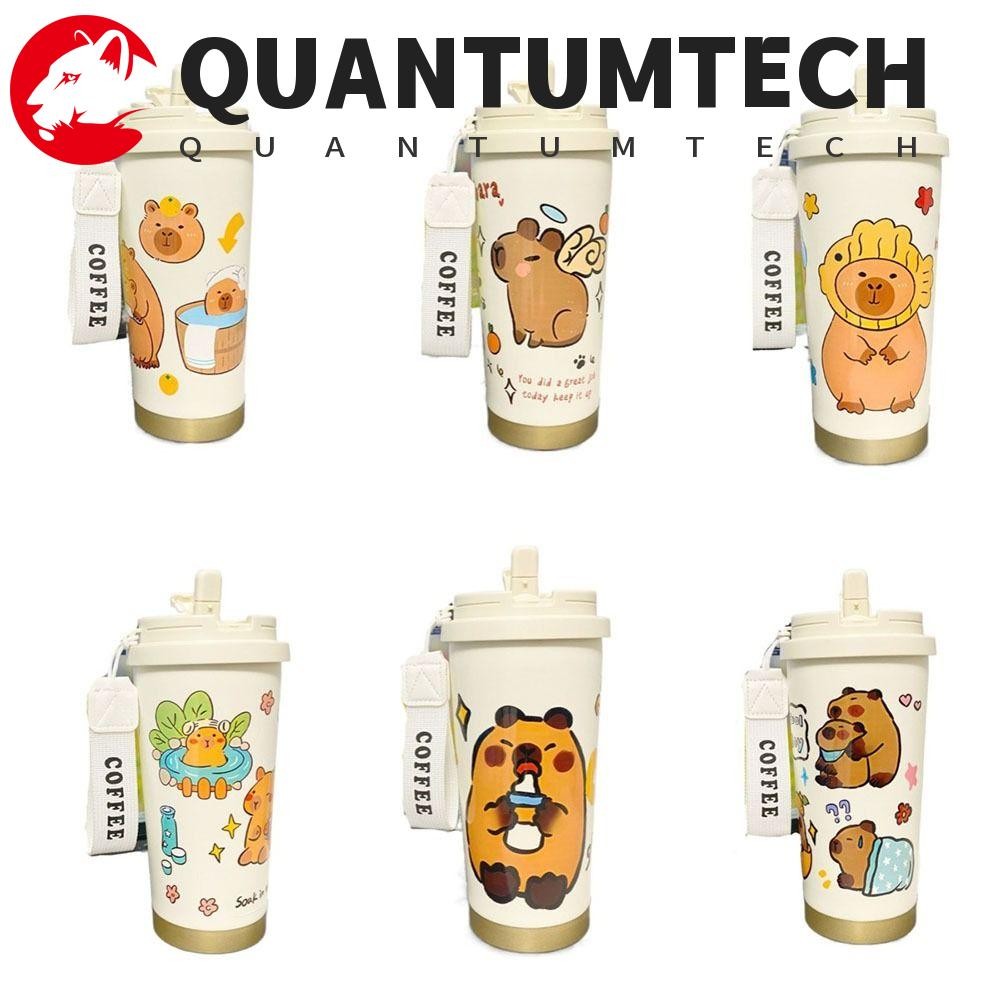 QUANTUMTECH Capybara ขวดน้ําฉนวน, ป้องกันการรั่วซึมความจุขนาดใหญ่การ์ตูนถ้วยเก็บความร้อน, แบบ ...