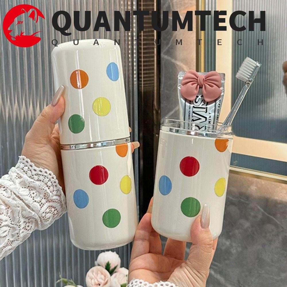 QUANTUMTECH ถ้วยน้ํายาบ้วนปาก, ถ้วยแปรงสีฟันกันฝุ่นพลาสติก, การ์ตูนสุขาภิบาลน่ารักแบบพกพาเดินทาง ...