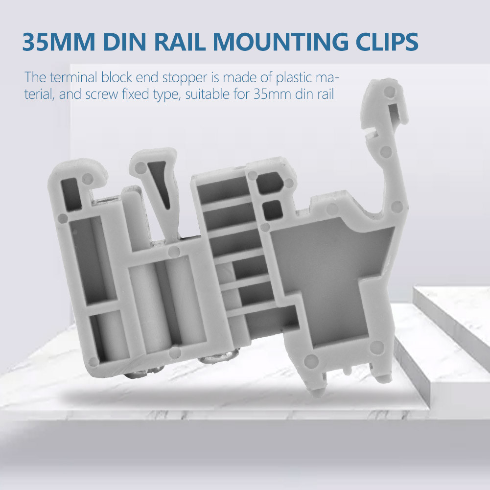 50 ชิ้น 35 มิลลิเมตร E-UK universal Terminal Block End Stopper DIN Rail สกรู Clamp คงที่สีเทา ...