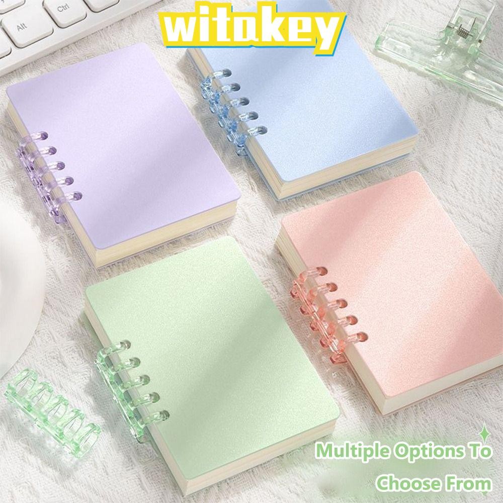 Witakey สมุดพกพา สมุดโน๊ตมินิ A7 ใบหลวม การ์ตูนสแควร์ 80 แผ่นเส้นแนวนอนหน้าด้านในสมุดไดอารี่ ...