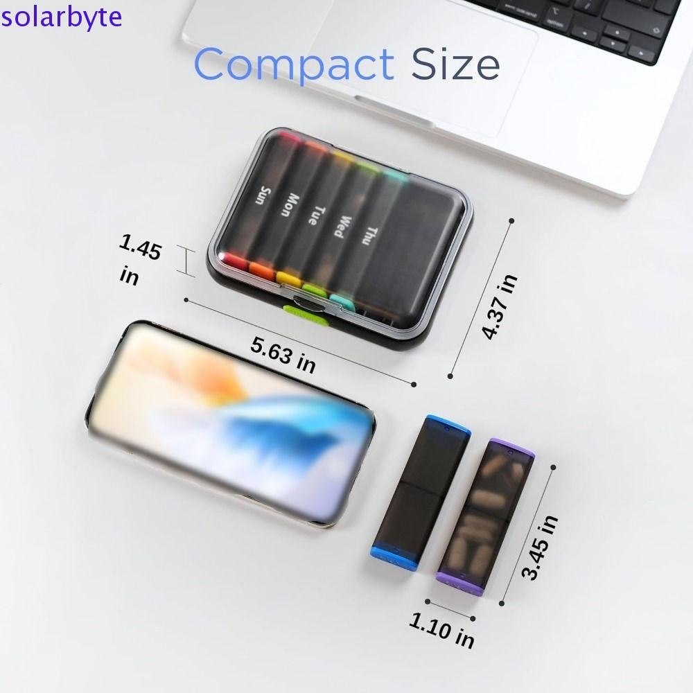 Solarbyte ที่เก็บยา 7 วัน, กล่องยารายวันกันน้ํา 14 ตาราง, วันละ 2 ครั้งกันฝุ่นป้องกันความชื้น ...