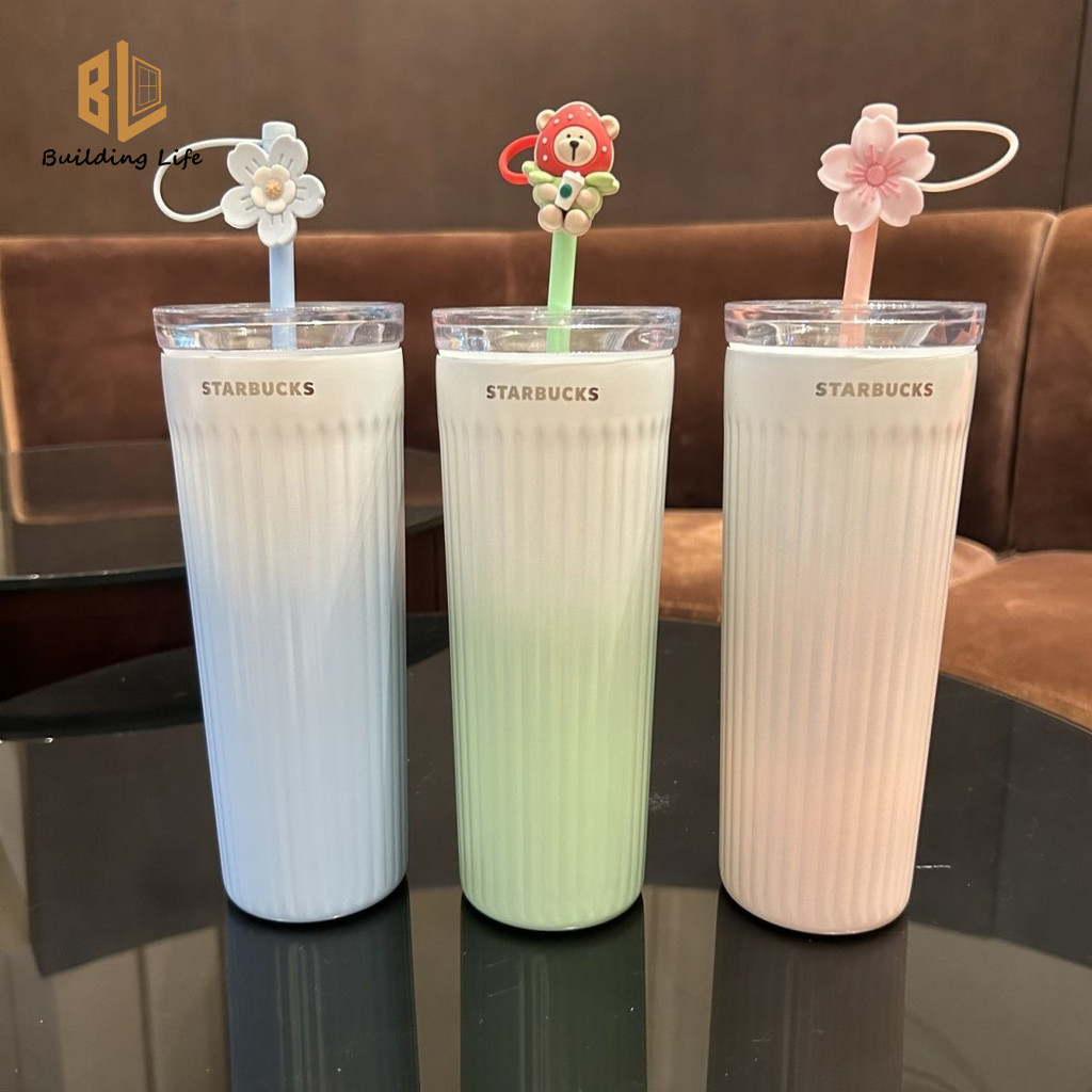 Starbucks Cup Ins Style Creative New Gradient Double-cover Straw French ...