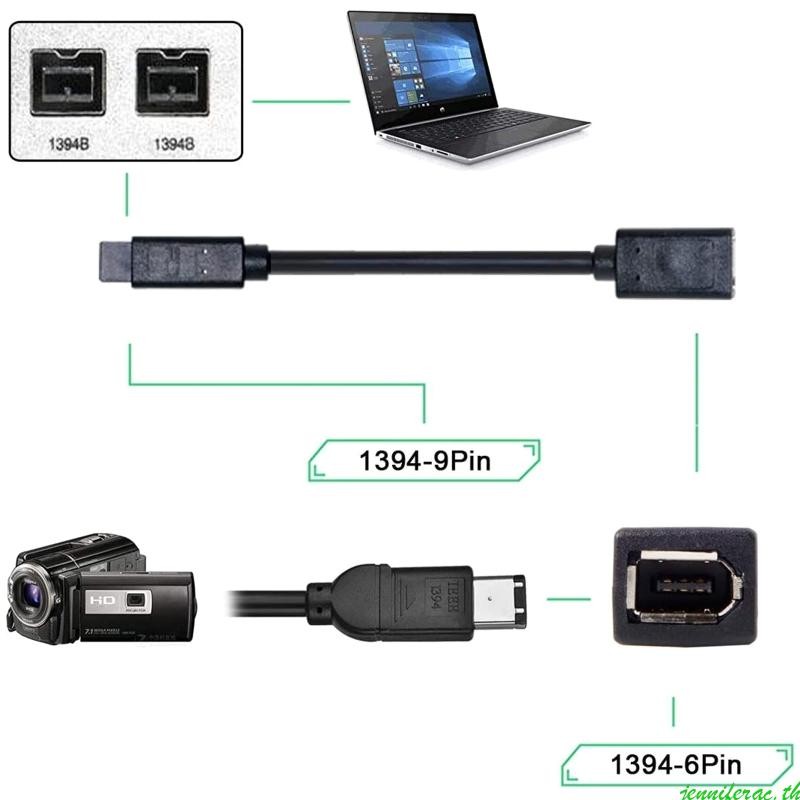 Jenniferac 7 9 นิ้ว IEEE 1394 6Pin หญิง 1394b 9Pin ชาย Firewire Lead ...
