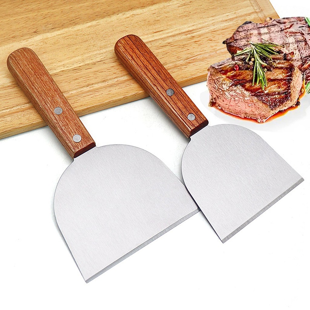 สแตนเลสบาร์บีคิว Scraper Non-Slip ไม้พายทอด Burger Turner Griddle ...