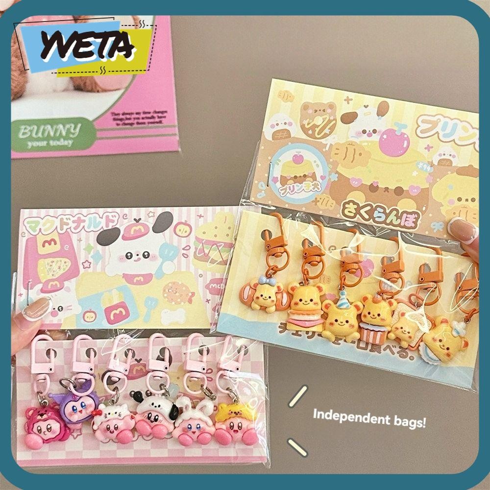 Yveta 6 ชิ้น/เซ็ตพวงกุญแจ, Kuromi Cinnamoroll Butter Bear พวงกุญแจ, การ์ตูน Hello Kitty Melody ...