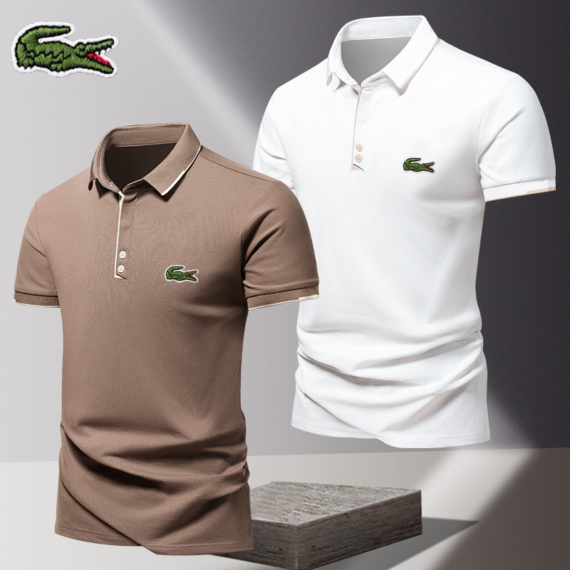 Lacot สบายแฟชั่นผ้าฝ้ายแท้แขนสั้นเสื้อยืดเสื้อโปโลปกธุรกิจเสื้อผ้า ...