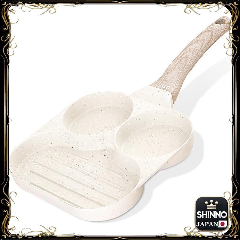 《JAPAN》★3-in-1 Divided Egg Frying Pan IH/Gas Compatible Easy Clean ...