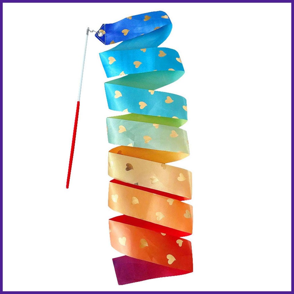 เต้นรําริบบิ้น 6.56ft ยาวผ้าไหม Rainbow Streamer Ribbon Dancer Wand ...