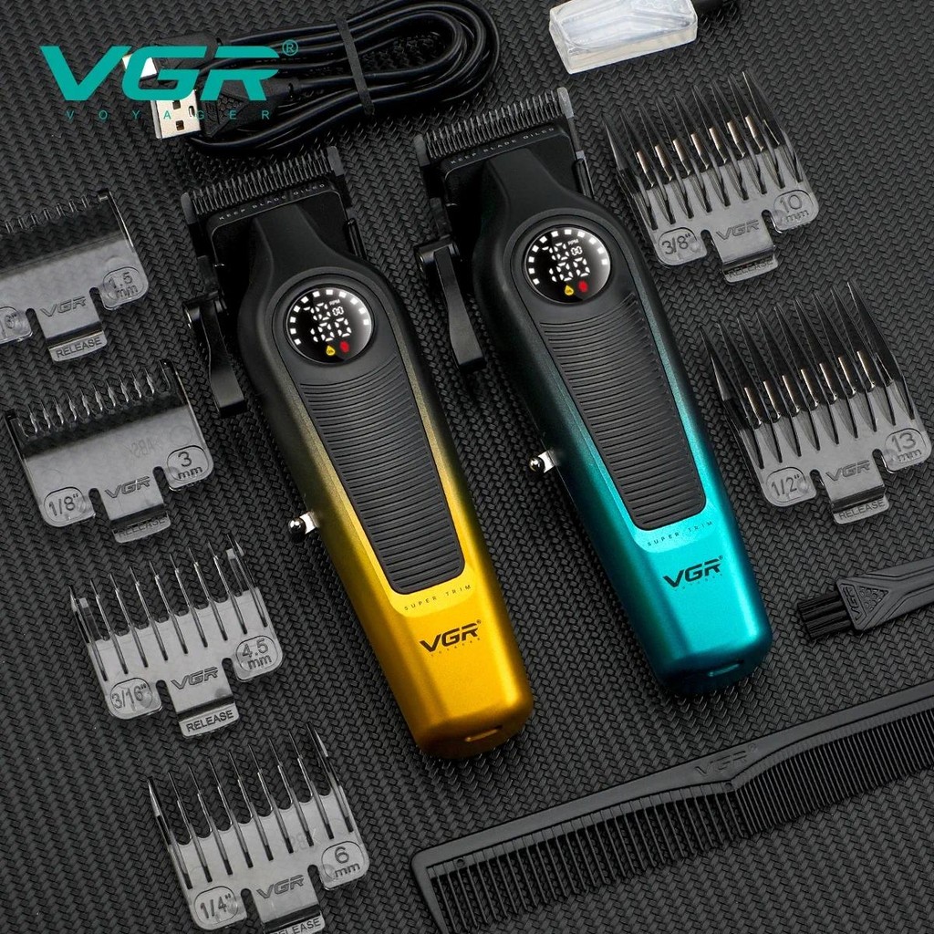 VGR V196 Professional Hair Clipper สําหรับชาย DLC ใบมีดจอแสดงผล LED ไร้ ...