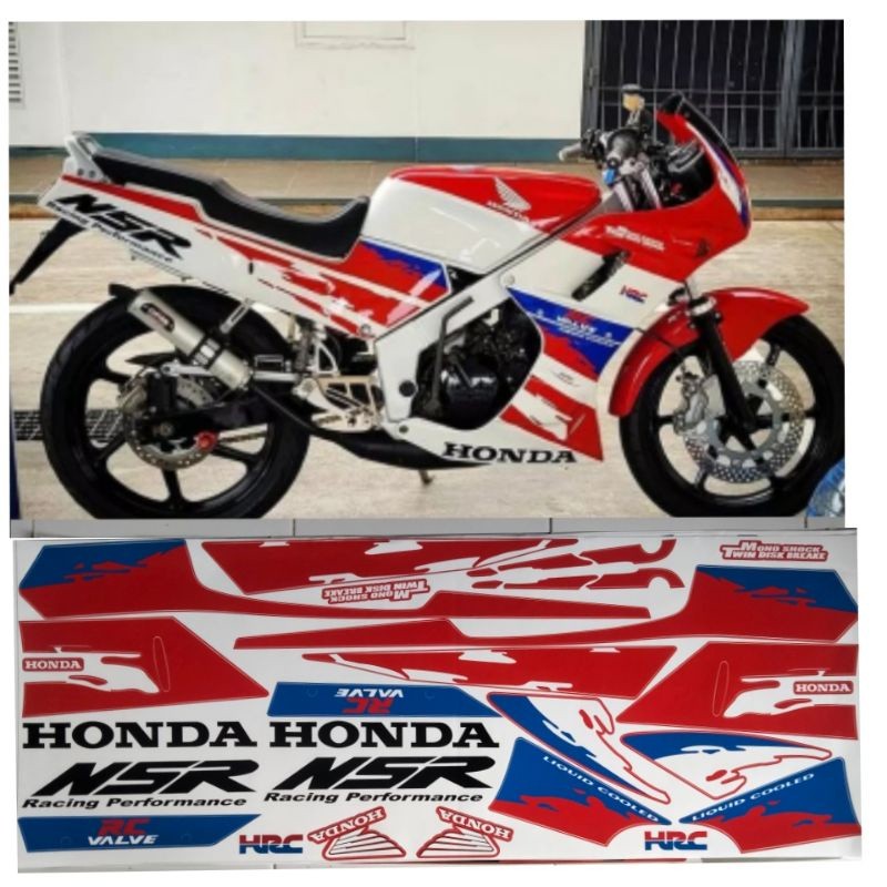 MERAH Honda NSR HRC 150 สติ๊กเกอร์แถบเคลือบเคลือบเงาสีแดงและสีขาว ...