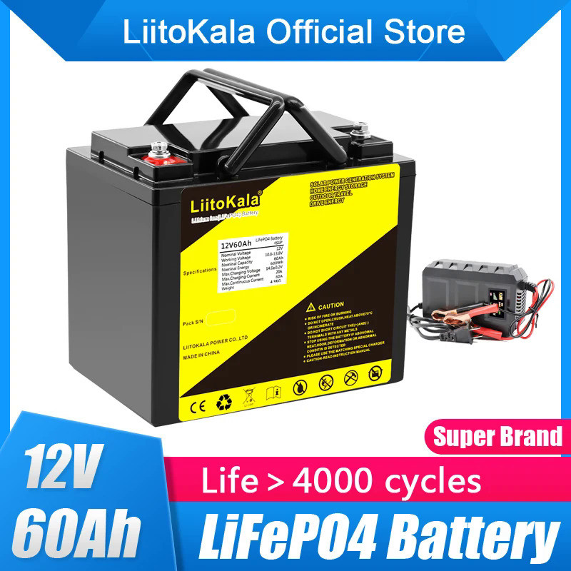 LiitoKala 12V 60Ah 50Ah LiFePo4 Battery Lithium Iron Phosphate 12.8V LiFePo4 Rechargeable ...