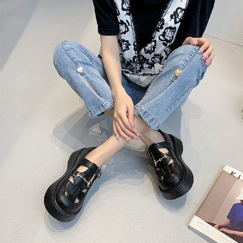 รองเท้าแตะส้นแบน Over-Toe Sandals One-Pedal Outer Wear Korean Version ...