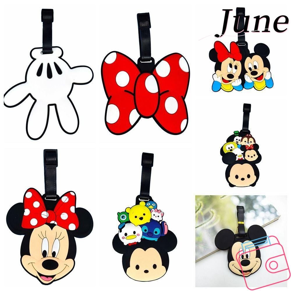 ป้ายกระเป๋าเดินทาง JUNE Mickey Mouse, แท็กกระเป๋า PVC การ์ตูน, ที่อยู่ ...