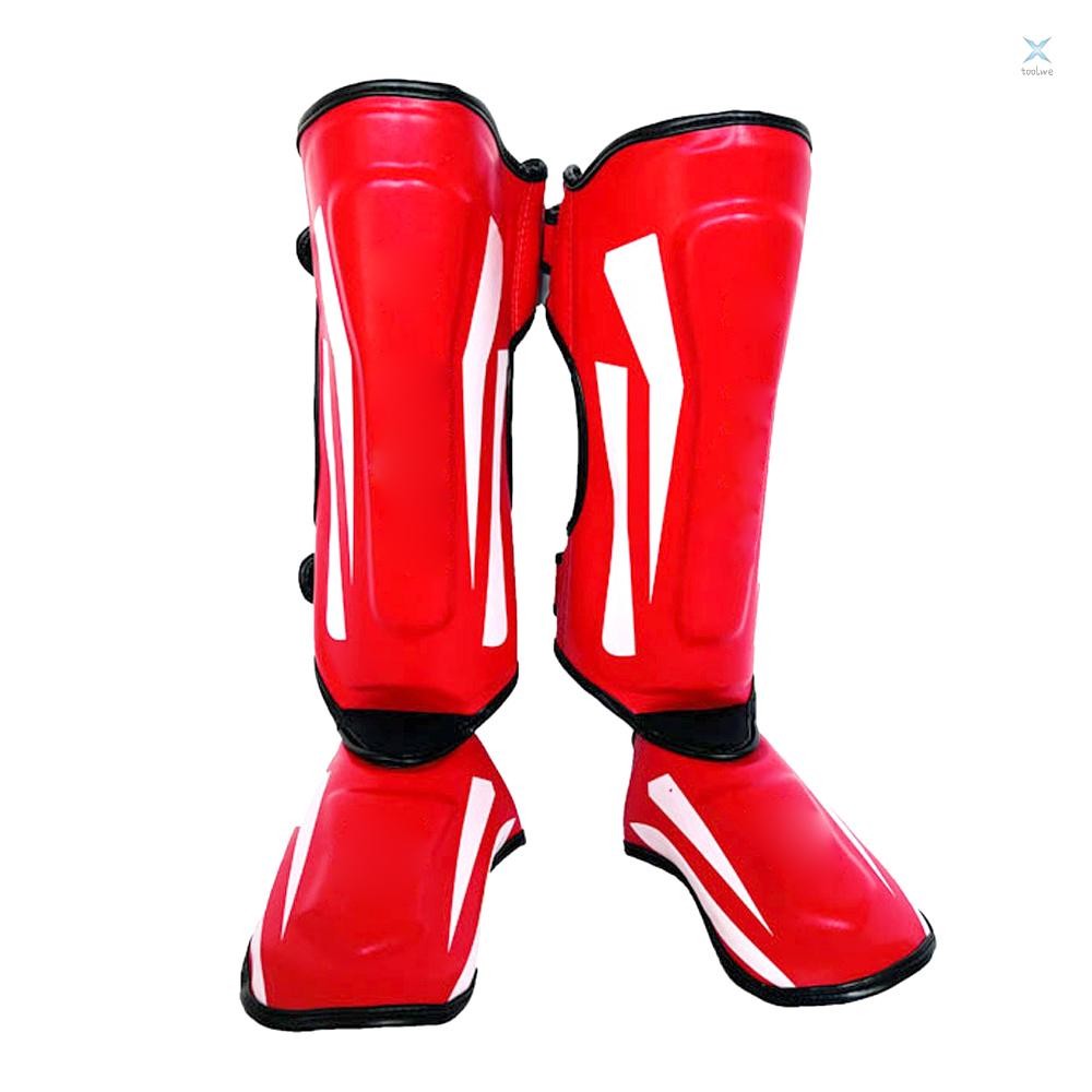 ศิลปะการต่อสู้ Shin Guards PU หนังขา Foot Protector Thicken แผ่นป้องกัน ...