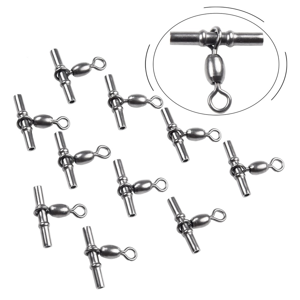 ⭐ วาร์ส ⭐10 ชิ้นเชื่อมต่อแบริ่ง Crimp Swivels Cross Line ตกปลา Wiggler ...