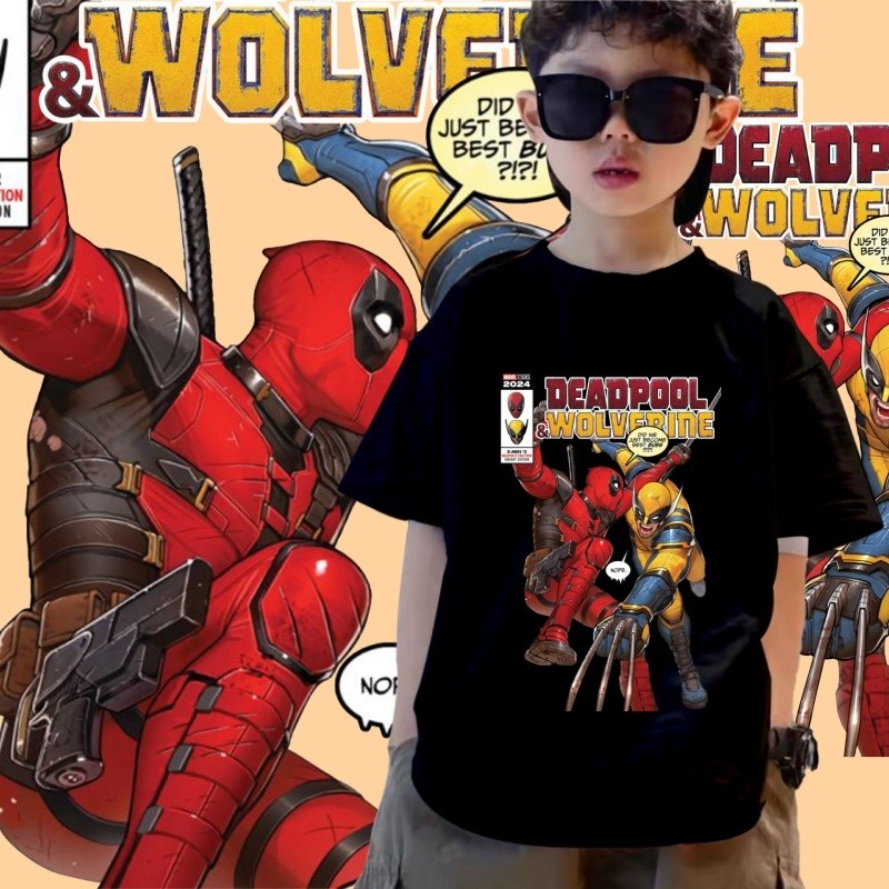 (จัดส่งตลอด 24 ชั่วโมง)เสื้อยืดเด็ก Marvel Deadpool & Wolverine ...