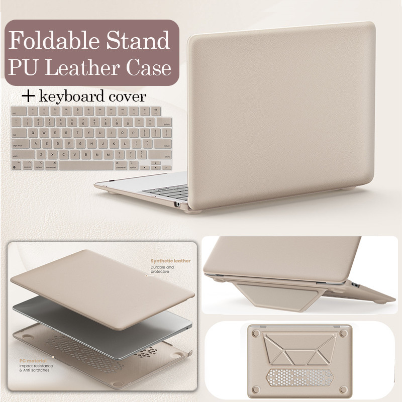 Beige Kickstand สําหรับ MacBook Pro M4 Air M3 A3113 M2 A2681 PU หนัง ...