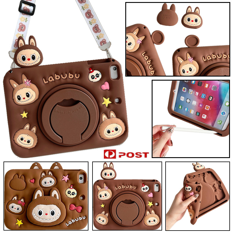 3d Labubu Soft Kids Handle Case With Strap For New iPad 2024 iPad Mini ...