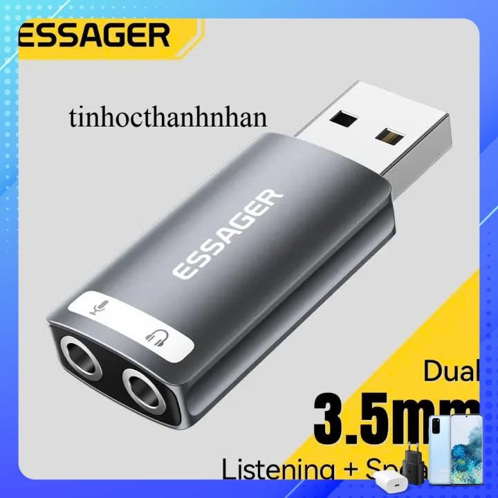 Essager USB to sound หูฟัง 2 in 1 เป็นไมโครโฟน 3.5 มม. สําหรับ ...