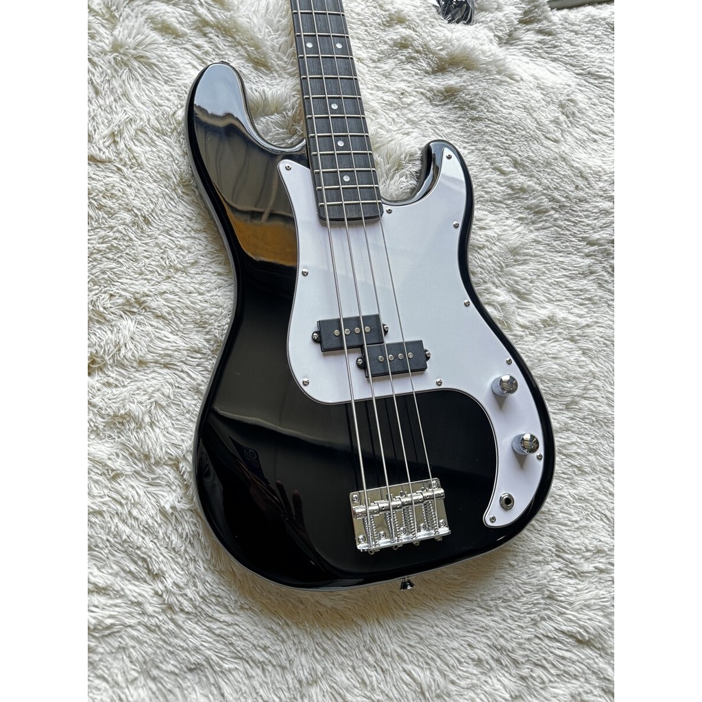 Fender Precision P Bass 4 String Black Body White Pickguard กีตาร์เบส ...