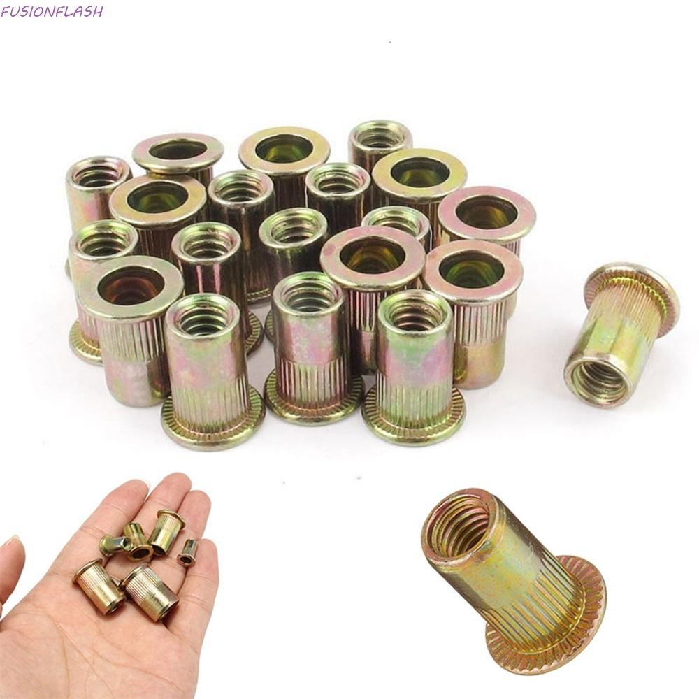 FUSIONFLASH Nuts Fastener เหล็กคาร์บอน 20/60/100 ชิ้นใส่ Nutsert Collication หมวก Reveting หัว ...
