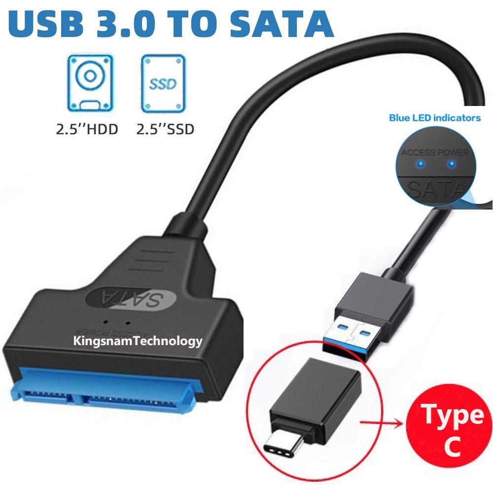 สายอะแดปเตอร์ Sata USB 3.0 / 2.0 / Type C ถึง 2.5 นิ้วสําหรับ 2.5 Hdd ...