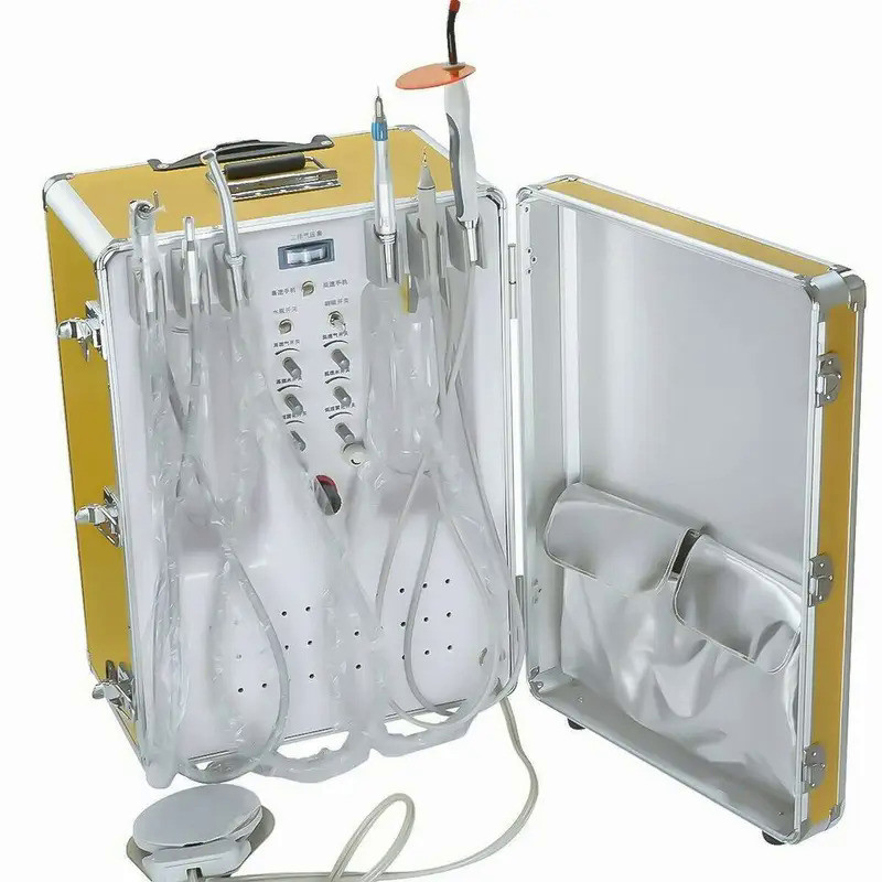 Mobile Portable Dental Unit with Air Compressor + Curing Light+ Scaler ...