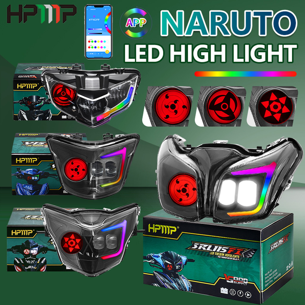 Hpmp NARUTO LC135 Y15 SRL DREAM HEADLAMP RGB APP ควบคุม LED HEAD LAMPU HEADLIGHT CUSTOM YAMAHA ...