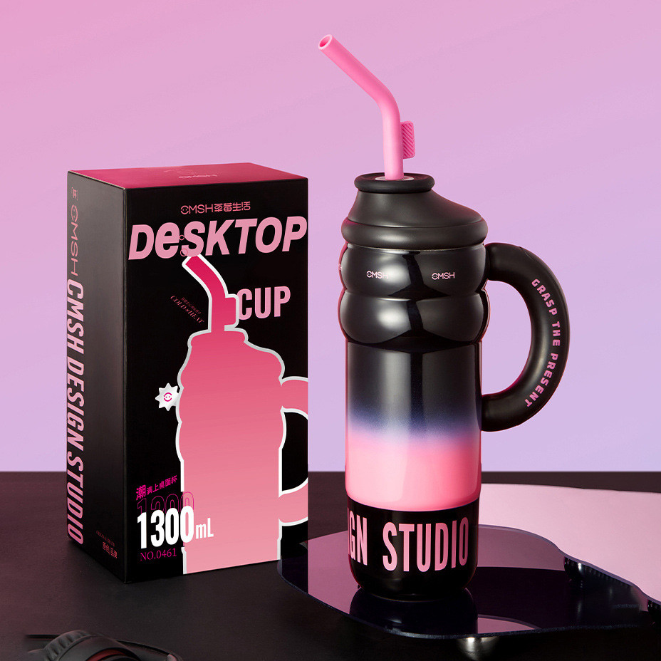 CMSH แก้วเยติ 1200ml แก้วสแตนเลสเก็บความร้อนความเย็น พร้อมหลอดดูด ตัวกรองน้ำชา แก้วน้ำใหญ่มีหู ...