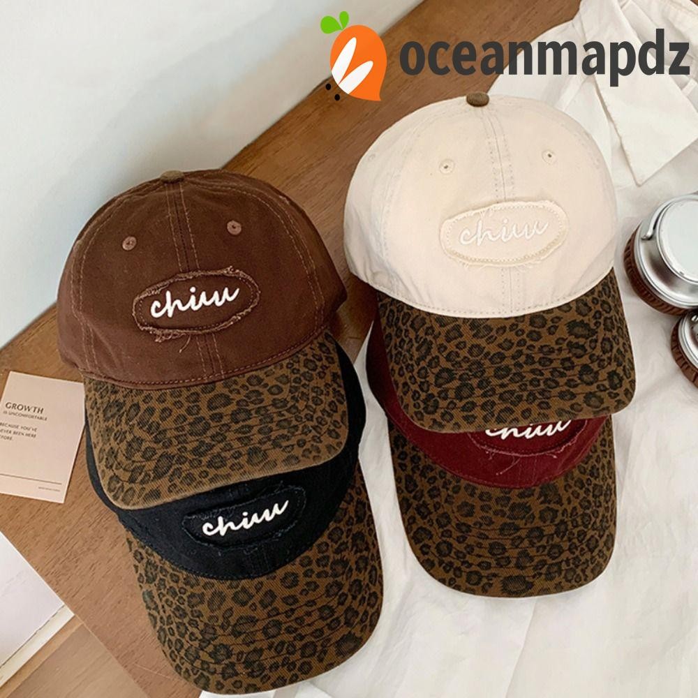 Oceanmapdz ปักเบสบอลหมวก,ลําลองปรับเสือดาวเบสบอลหมวก,แฟชั่นผ้าฝ้าย Hip Hop Sunshade Y2k Peaked ...