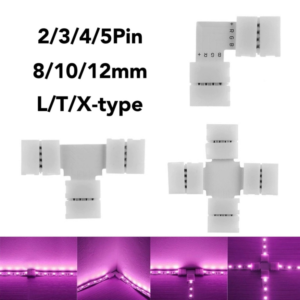 ไฟ LED strip connector 2P/3P/4P/5Pin L/T/X-type RGB LED strip บัดกรีฟรี ...