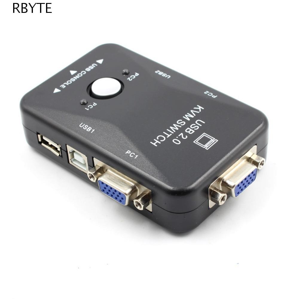 RBYTE 2 พอร์ต VGA KVM Switch, 2 in 1 Out Switcher USB 2.0 KVM Switch Splitter, เมาส์คีย์แชร์ VGA ...