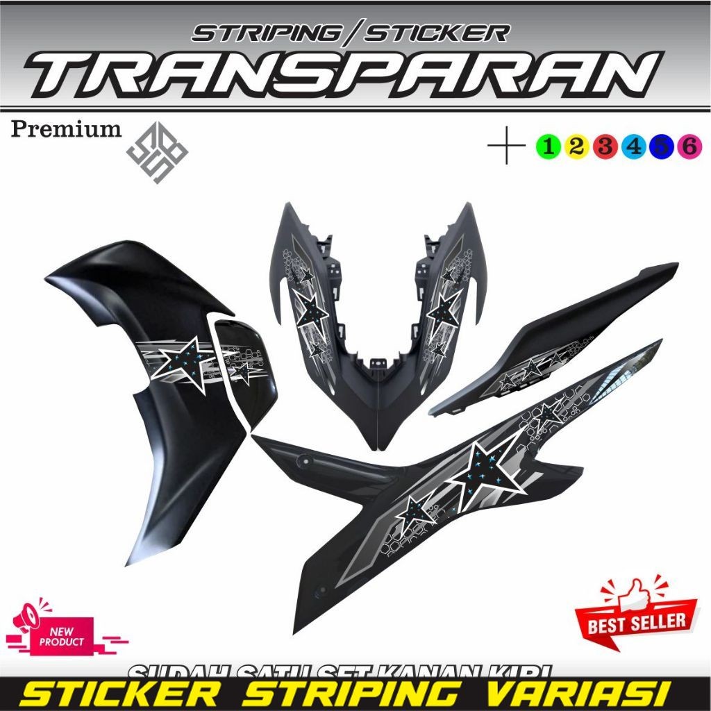 RACING Sticker Transparent Striping Aerox Star New Connected Sticker ...
