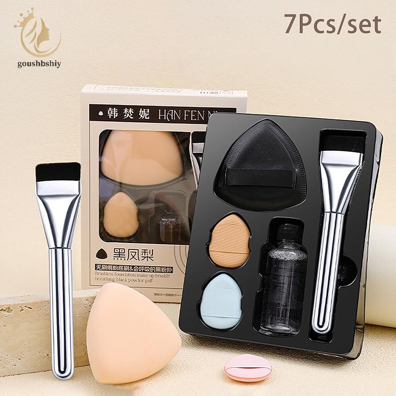 [GOOY] สามเหลี่ยมสีดําพัฟแต่งหน้า 7 ชิ้น/เซ็ต Flat-head Foundation แปรง ...