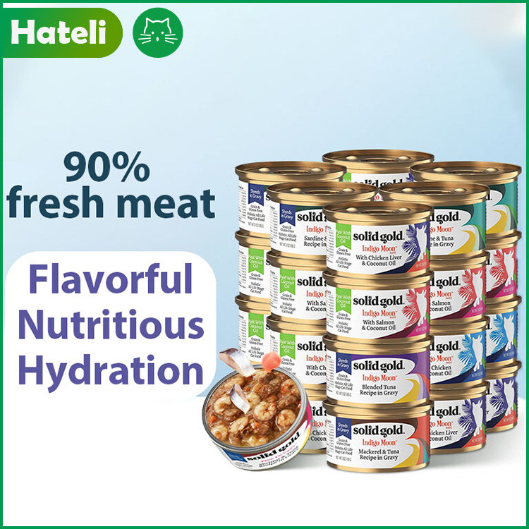 Solid Gold อาหารแมวเปียก Pate สําหรับแมวโตและอาวุโส 85g/170g ไก่แท้และน้ํามันมะพร้าวโปรตีนสูงฟรี ...