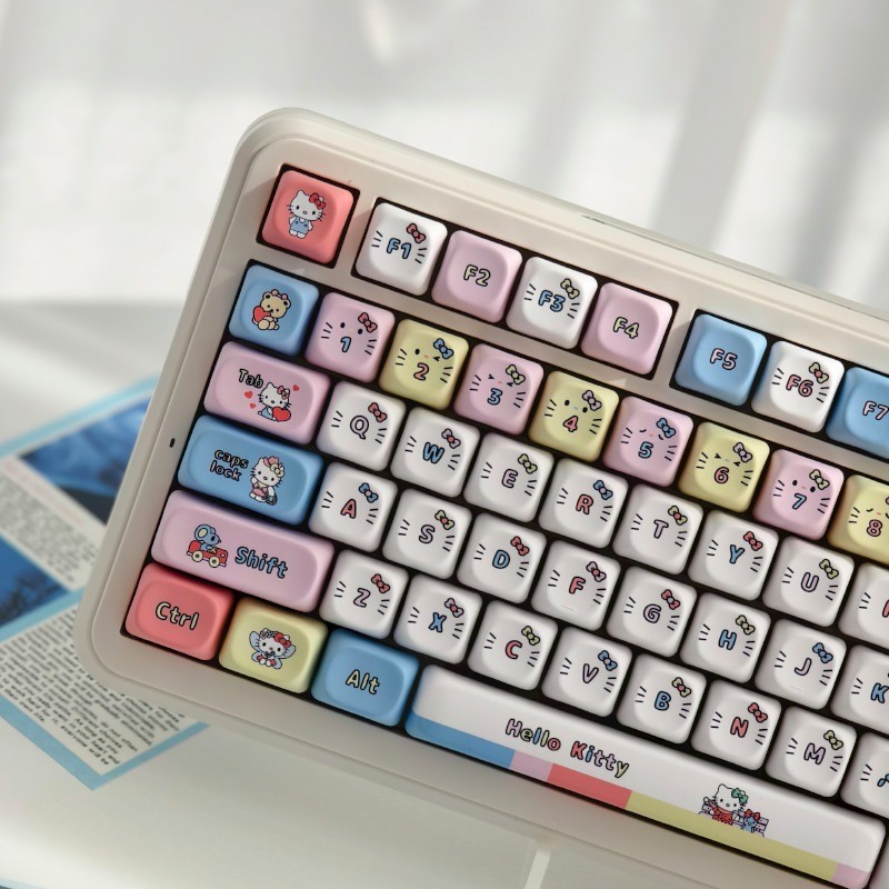 Hello Kitty Keycap MOA โปรไฟล์ 129 คีย์ PBT Dye Sublimation Wooting MAD ...