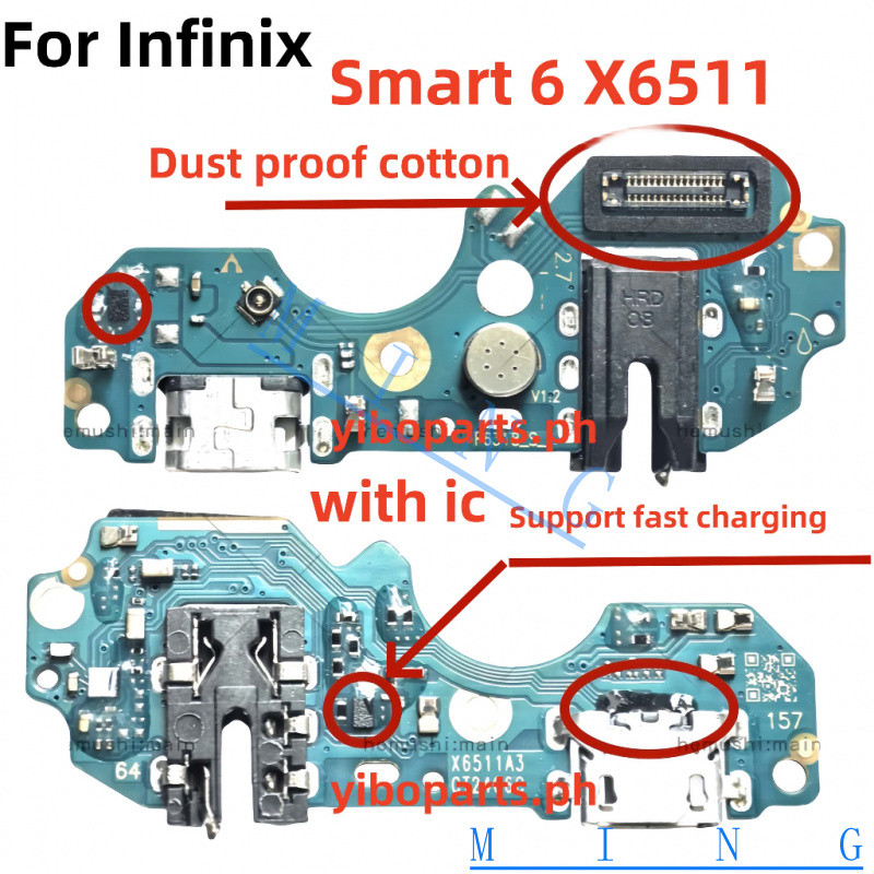 OMPI & สําหรับ Infinix Smart 6 X6511 USB ชาร์จบอร์ดพอร์ตบอร์ดโทรศัพท์ ...