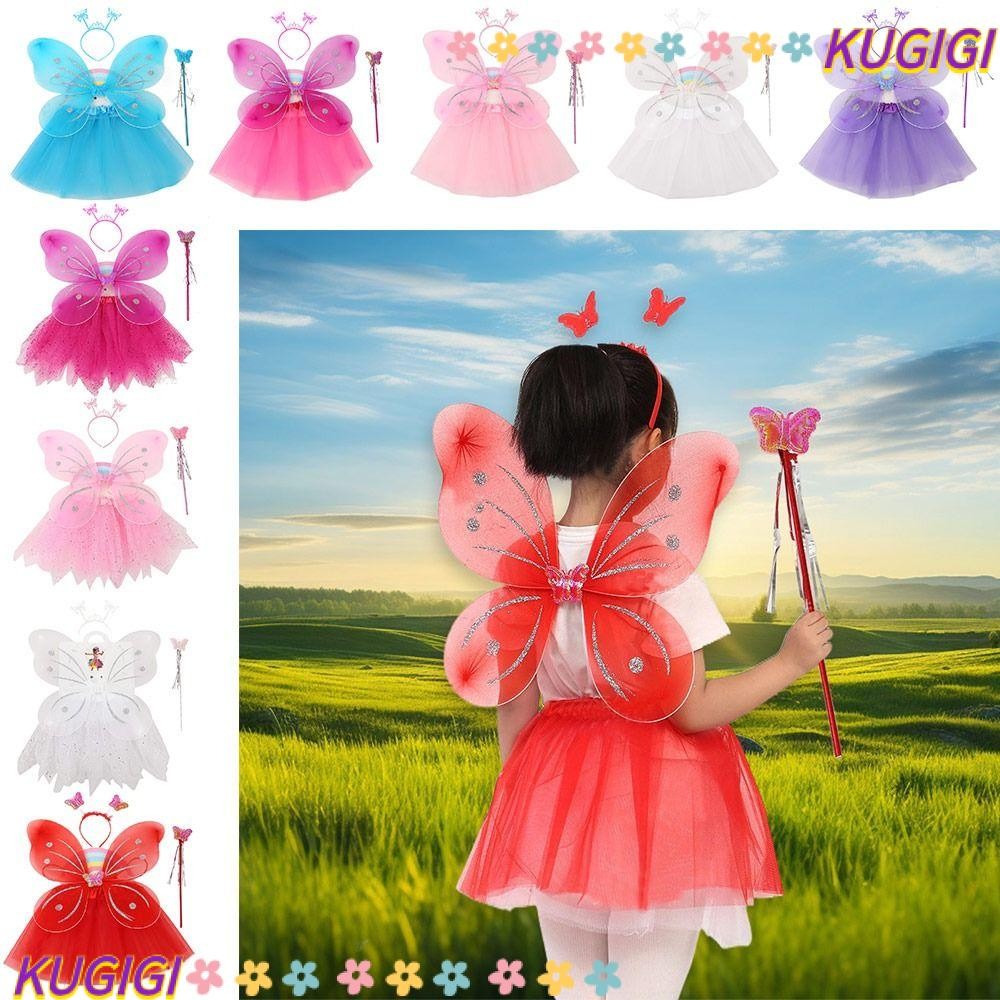 Kugigi 4 ชิ้น/เซ็ตเด็กผีเสื้อที่คาดผมปีก, Dressing Up Tutu กระโปรงชุด ...