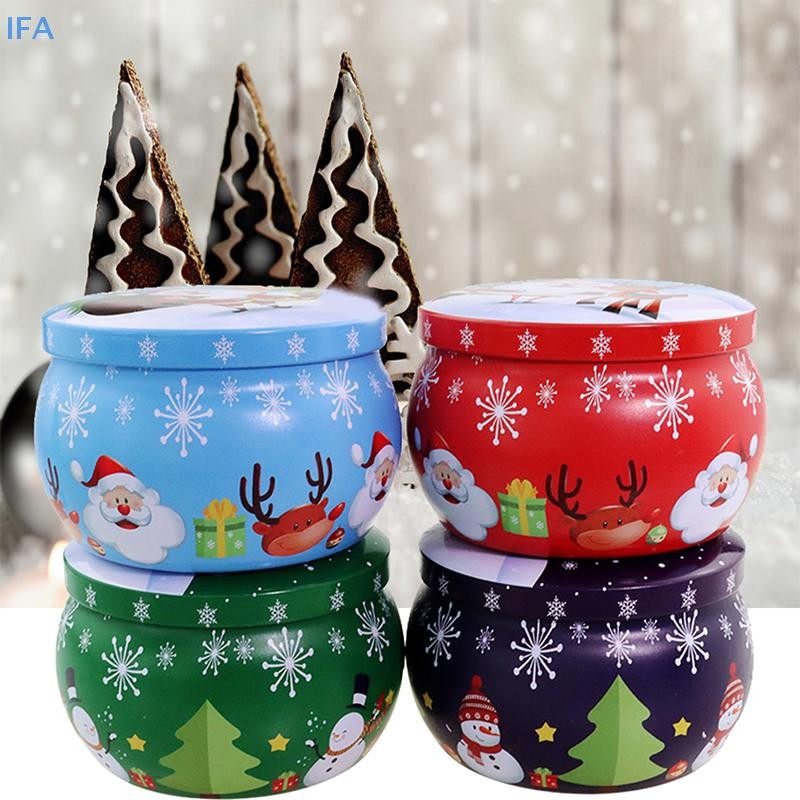 IFA Mini Christmas Tinplate Round Candy Tin Can Scented Tin Jars ...