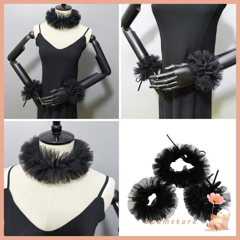 Boom Gothic Victorian ตาข่ายคอ Ruff Choker ข้อมือเครื่องแต่งกายยุคกลาง ...