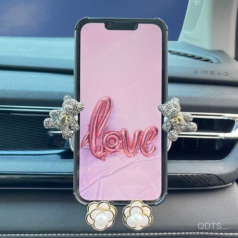 ที่วางโทรศัพท์รูปหมีการ์ตูนหรูหรา สำหรับติดช่องแอร์ในรถ นำทาง หมุนได้ ...