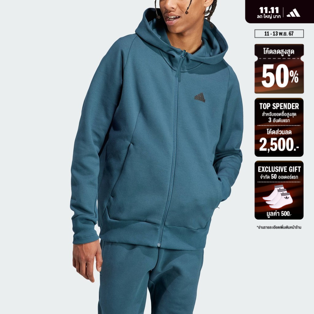adidas ไลฟ์สไตล์ เสื้อแทรคแจ็คเก็ตซิปยาวเต็มตัวมีฮู้ดพรีเมียม Z.N.E ...