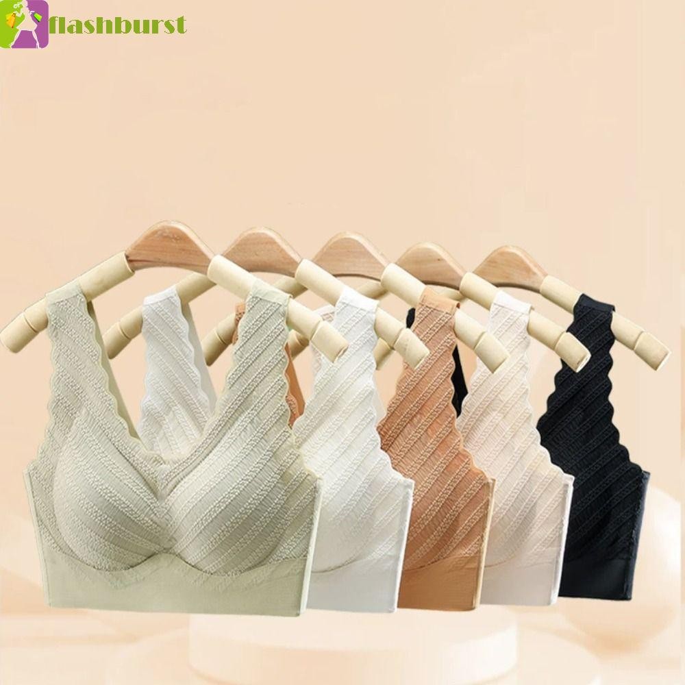 Flashburst Deep V Wireless Bras, Widen Band สวยกลับ Bubble Lace Bra, สบาย Bralette Plus ขนาด ...