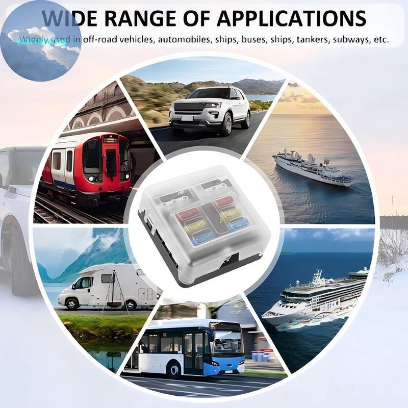 Warmwing 12V ฟิวส์บล็อก,เรือกันน้ําแผงฟิวส์ LED คําเตือน Proof Cover-6 วงจรลบรถบัสกล่องฟิวส์ TH ...