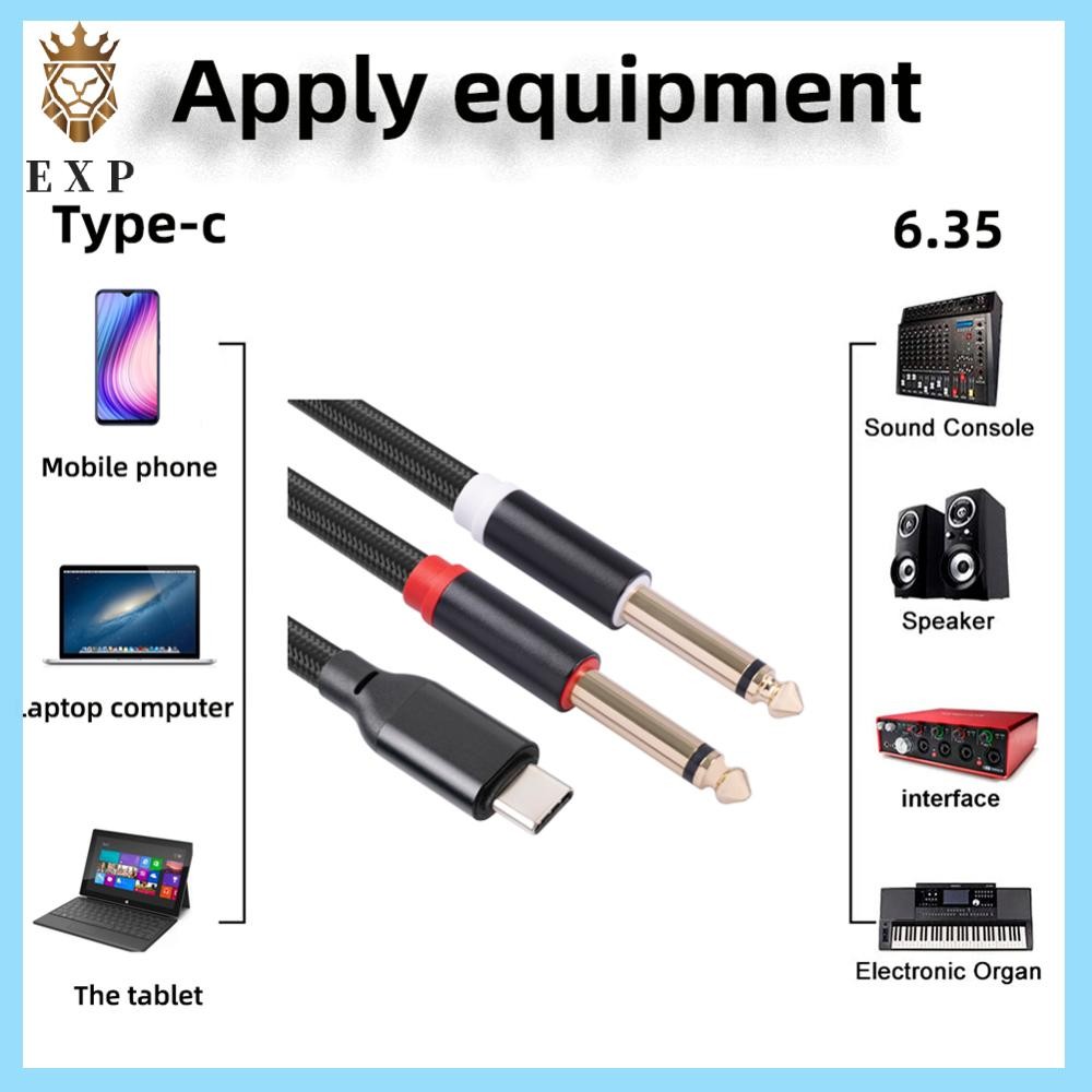[explosion1.th] 1/2/3M USB Type C ถึง 1/4 สาย USB Type C ถึง Dual 6.35 มม. 1/4 นิ้ว TS สายสัญญาณ ...