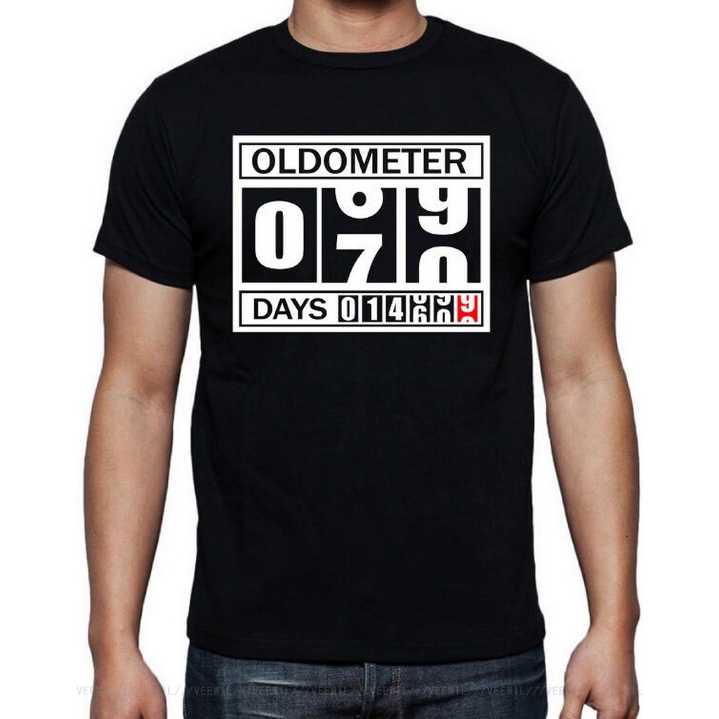 70th วันเกิด Oldometer ตลกปัจจุบันของขวัญ Party พ่อ Pop เสื้อยืดสีดํา ...
