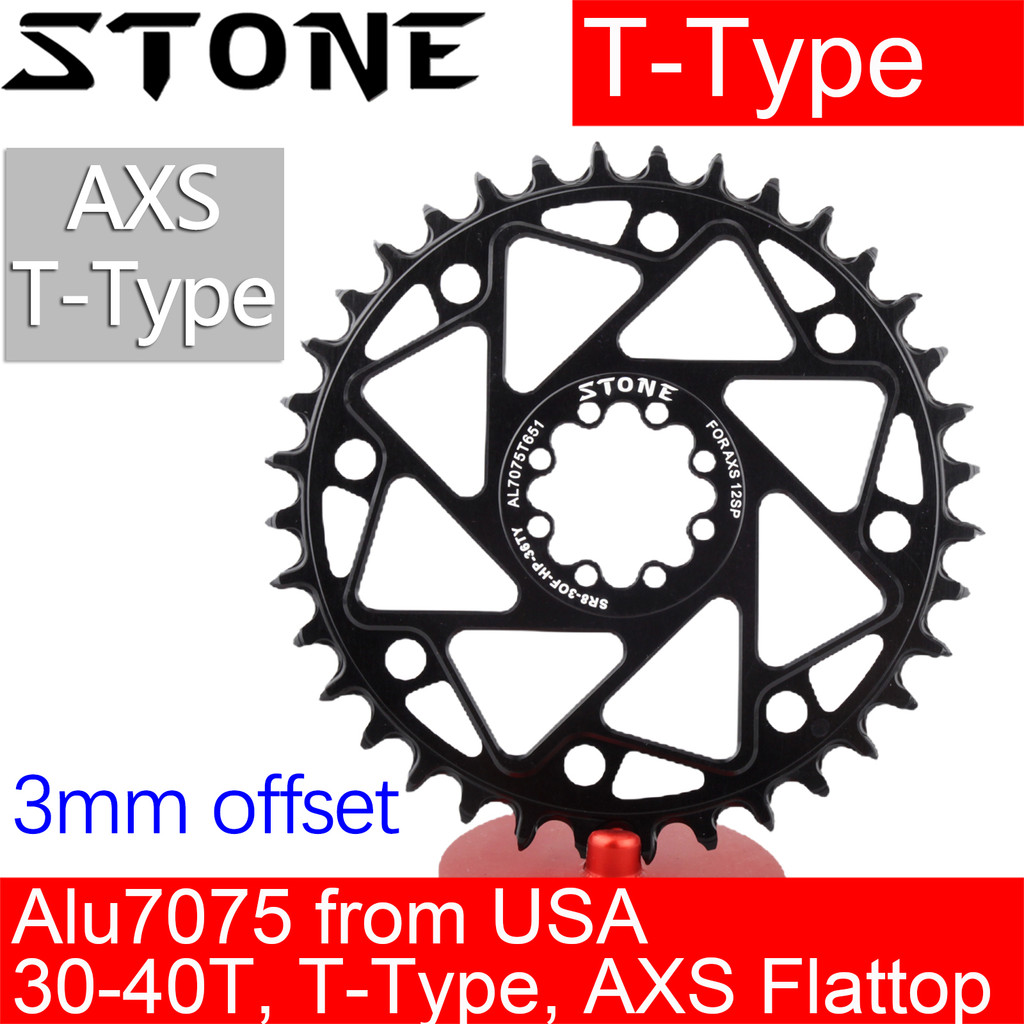 หินจักรยาน Chainring สําหรับ AXS Flattop T-type 12S 3 มม. Offset Direct ...