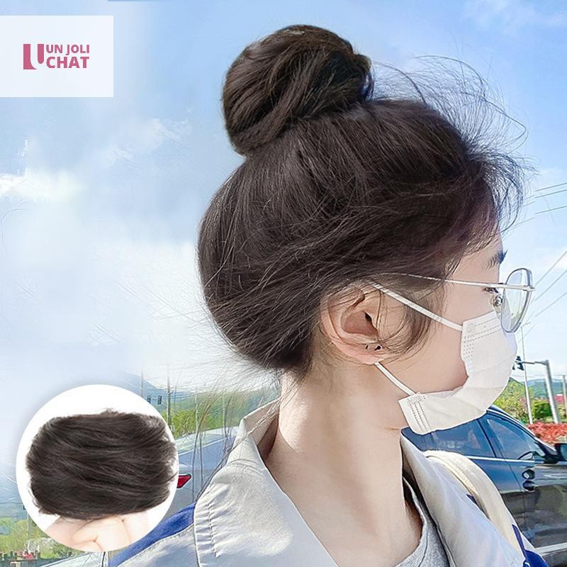 Good วิกผมยางรัดผม Bun Small Ball Flower Bud Fluffy Curly Big Hair Ring ...