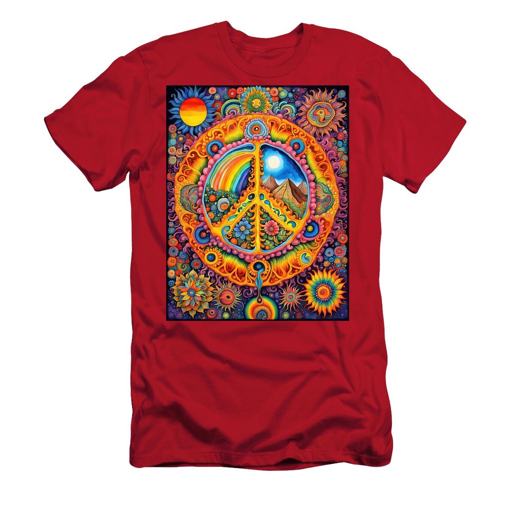 เสื้อยืด Vintage Trippy Peace Symbol - Psychedelic Colorful Retro 1960s ...