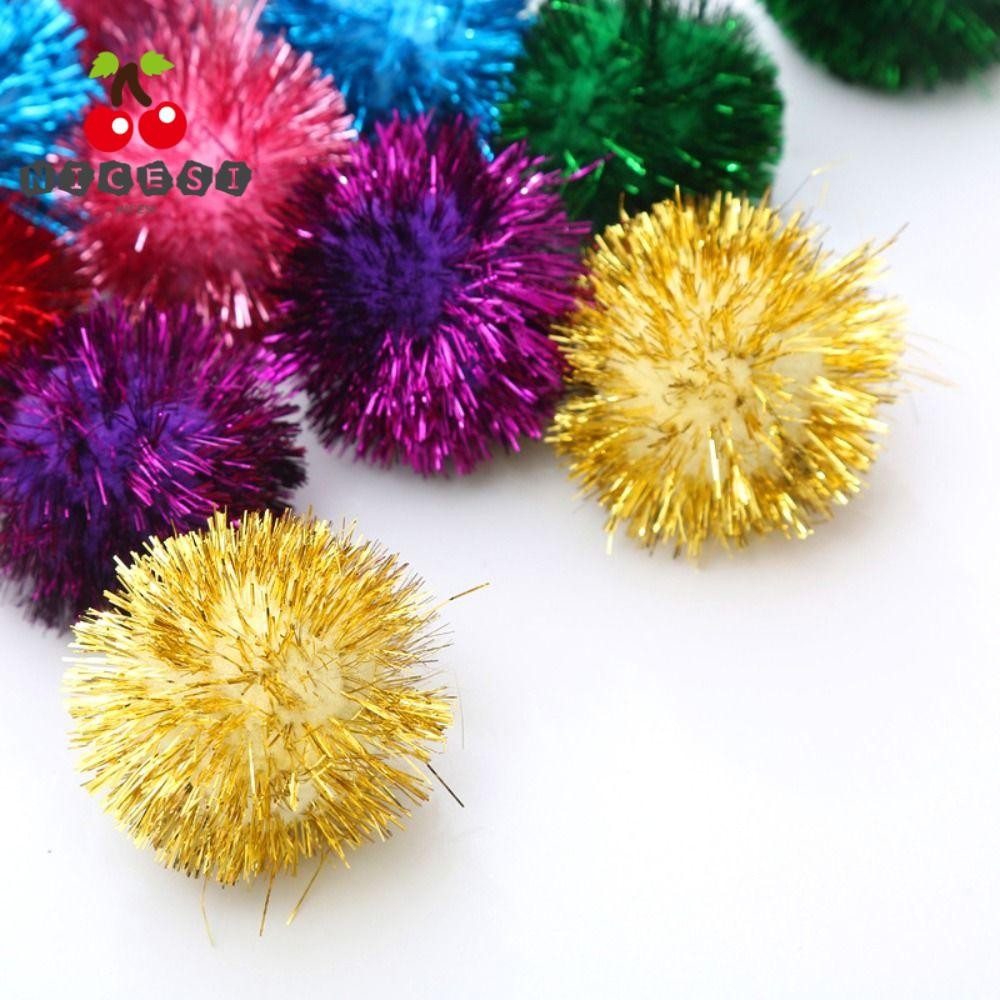 NICESI Tinsel Balls, ขนาดใหญ่ 5 ซม., ของเล่นลูกบอลแบบโต้ตอบ Gilter ...